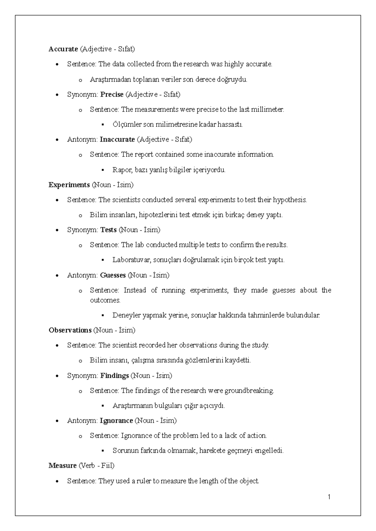 Orta Düzey Reading 2 - Accurate (Adjective - Sıfat) Sentence: The data ...