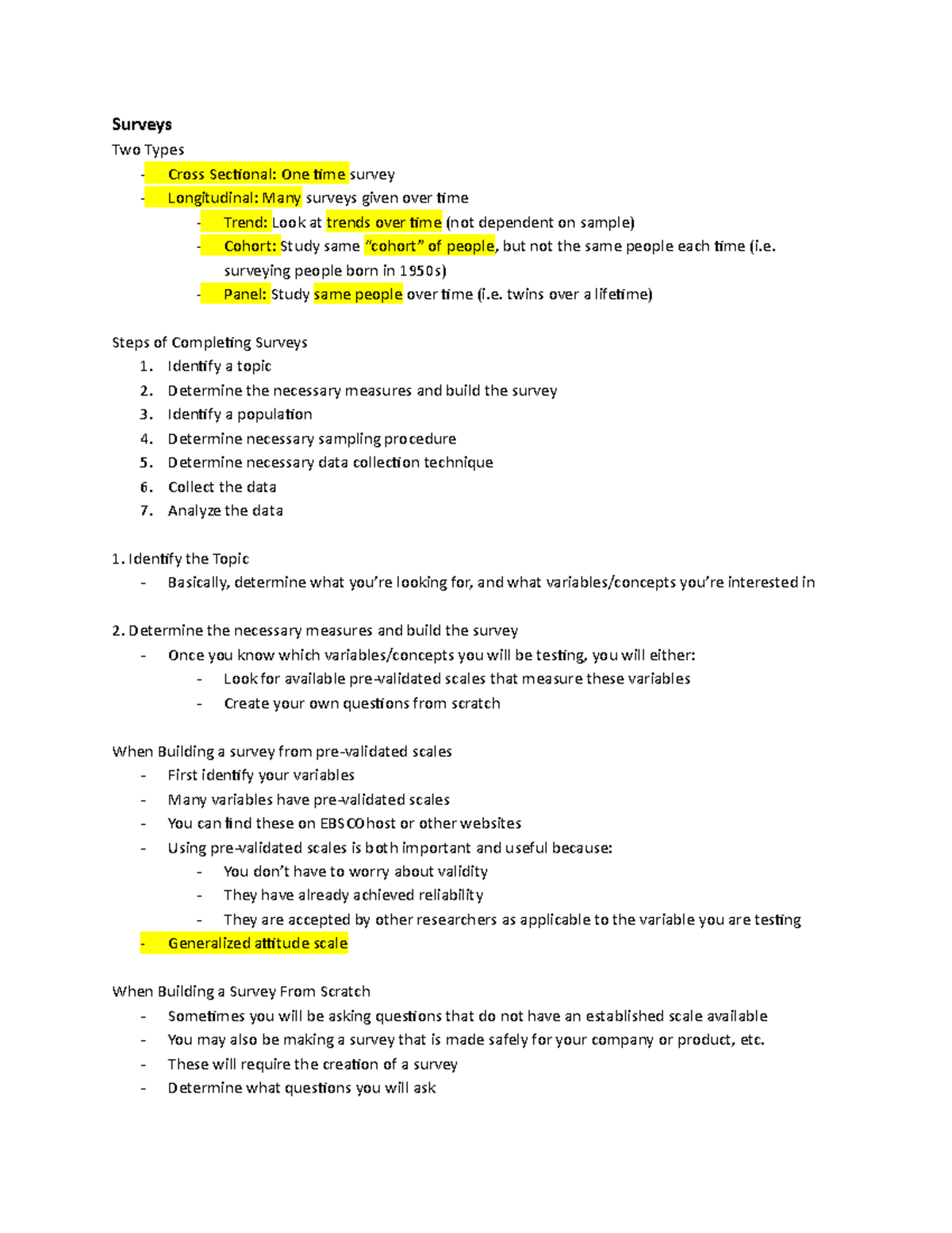 COMM 3000Q.001 (03-27-19) - Surveys Two Types - Cross Sectional: One ...