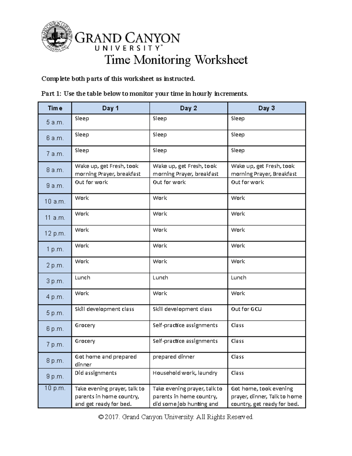 UNV 504 RS Time Monitor Worksheet - Time Monitoring Worksheet Complete ...