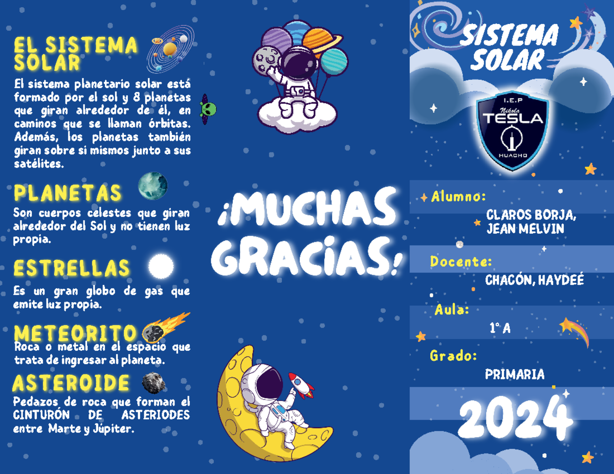 Tríptico Sistema Planetario Solar - Alumno: CLAROS BORJA, JEAN MELVIN ...