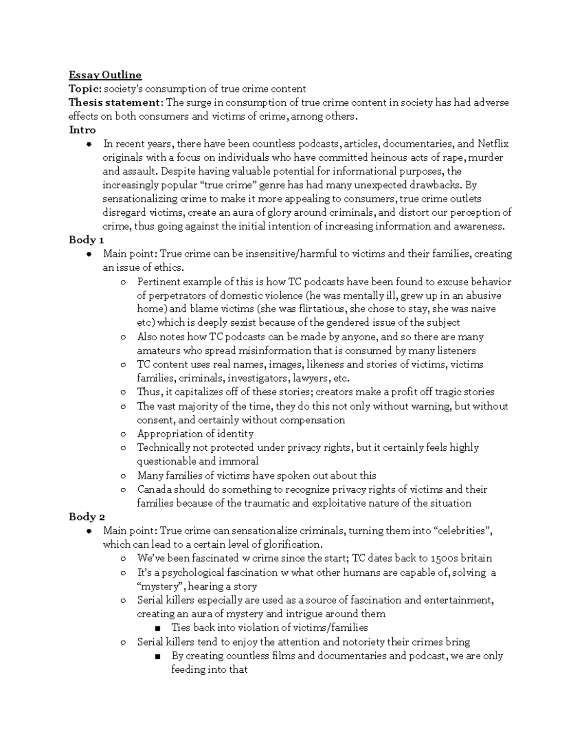 SOCI 250 essay outline - Essay Outline Topic: society’s consumption of ...