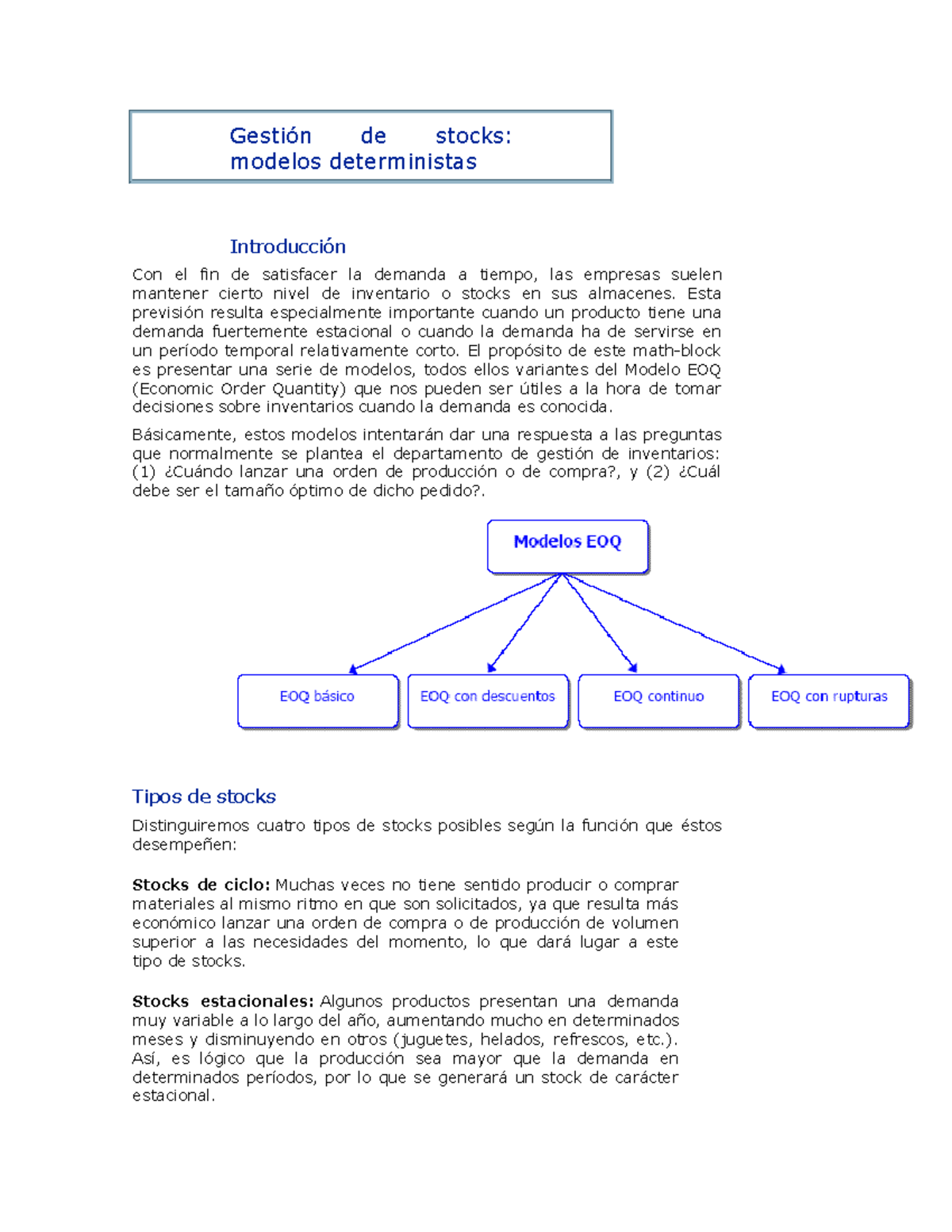 Gestión de stocks - Felipe Bianchi - Gestión de stocks: modelos ...