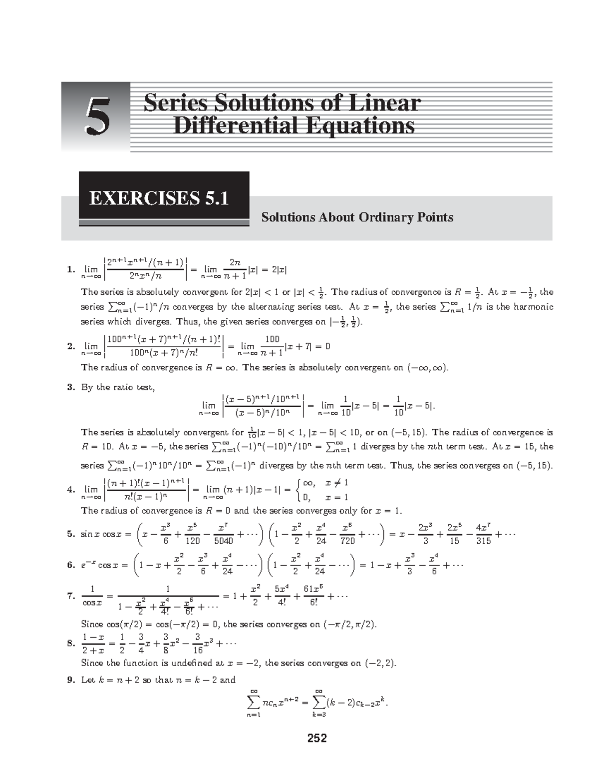 Chapt 05 - solution - 55 Series Solutions of Linear Differential Equations EXERCISES 5 ...