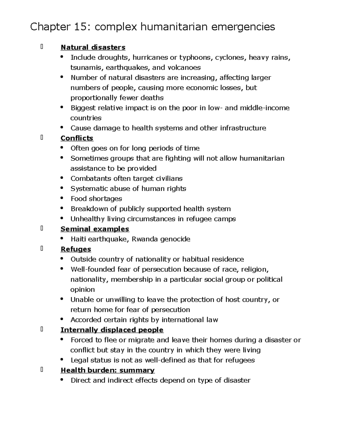 Chapter 15 - Lecture on the topic of complex humanitarian emergencies ...