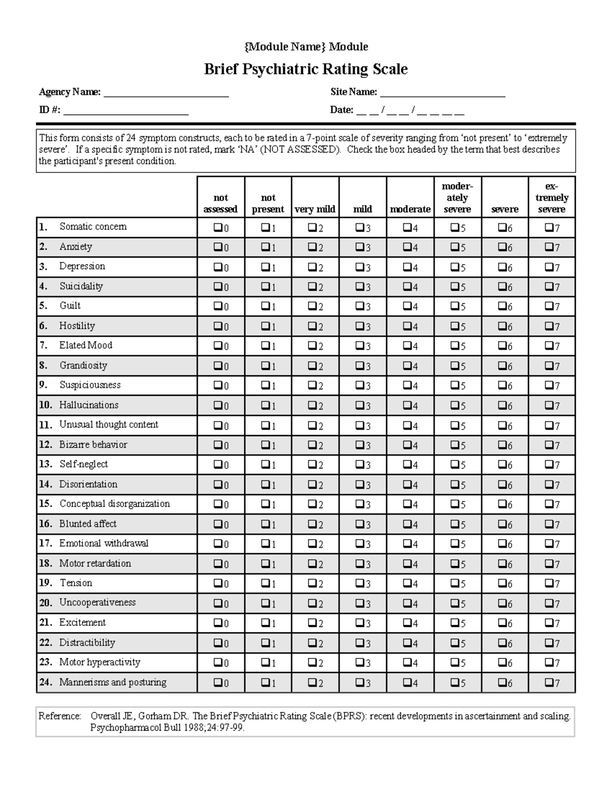 Brief Psychiatric Rating Scale 49 - {Module Name} Module Brief Psychiatric Rating Scale This ...