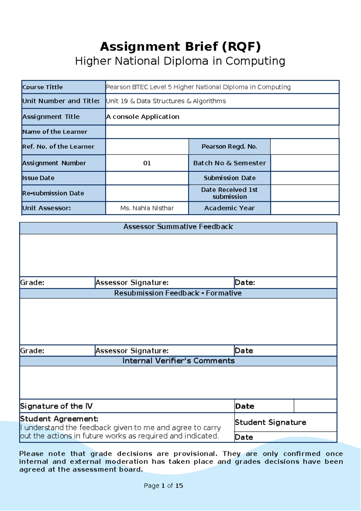 Assessment Brief - Data Structure & Algorithm (For students) 1 - Assignment Brief (RQF) Higher ...
