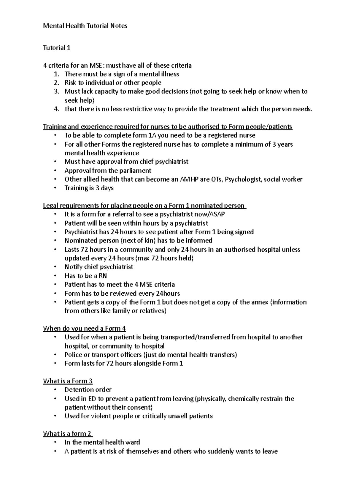 Tutorial Notes - Tutorial 1 4 criteria for an MSE: must have all of ...