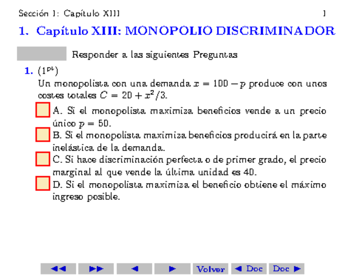 EJercicios Monopolio Discriminador - Secci ́on 1: Cap ́ıtulo XIII 1 1. Cap ́ıtulo XIII ...