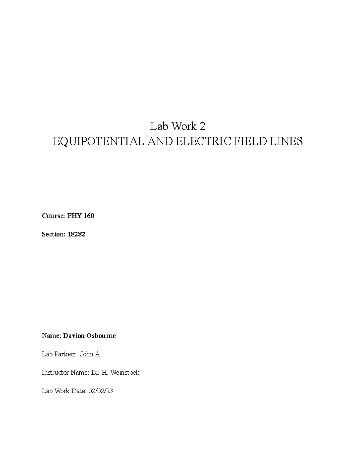 Equipotential AND Electric Field Lines - Google Docs - Lab Work 2 EQUIPOTENTIAL AND ELECTRIC ...