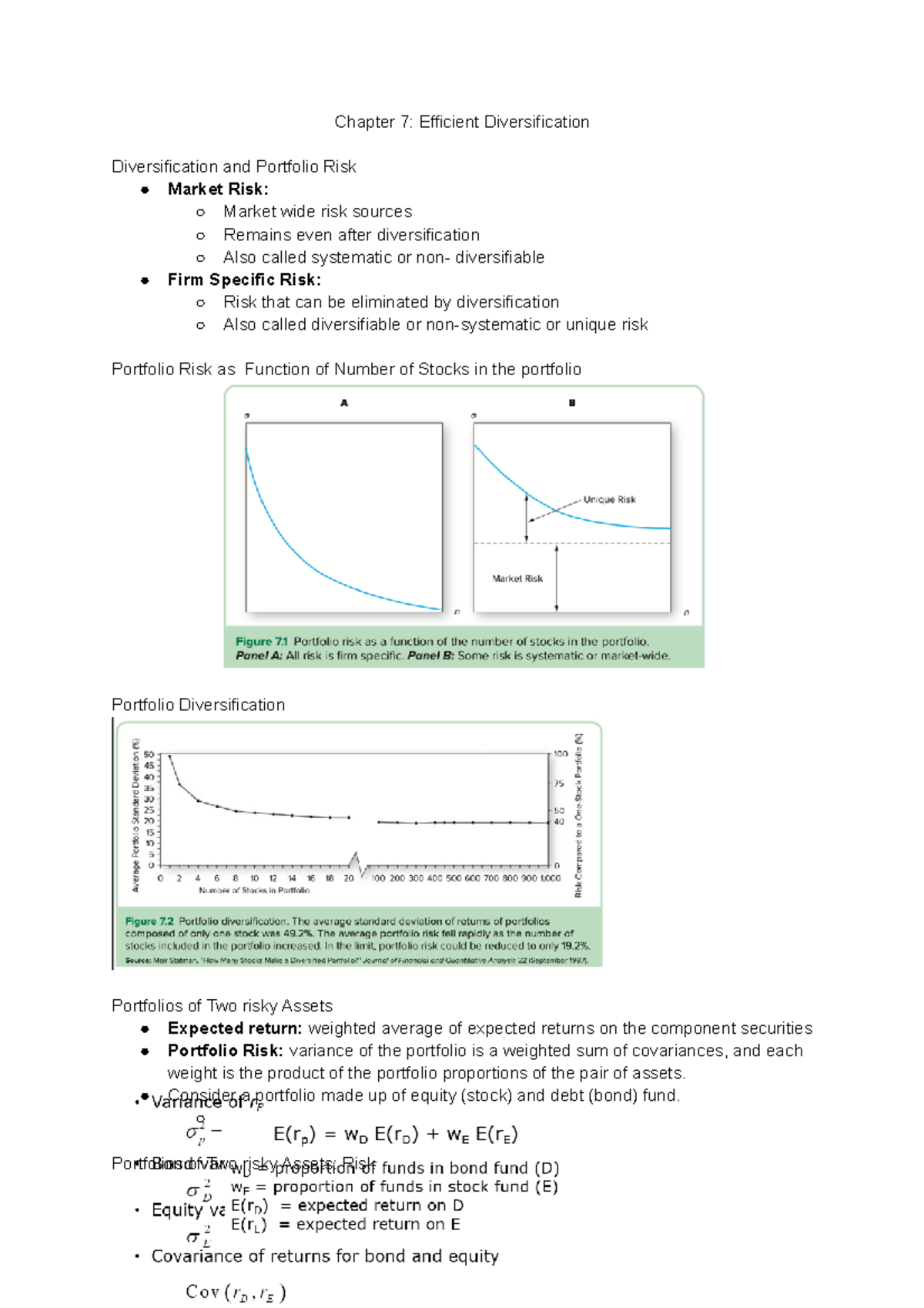 Securities Analysis Chapter 7 - Chapter 7: Efficient Diversification ...