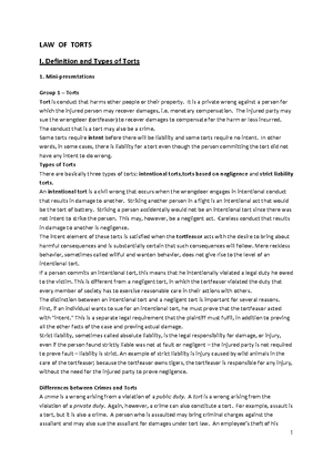 Tort Law - Tort Law - Tort law assignment What are the three stages of ...