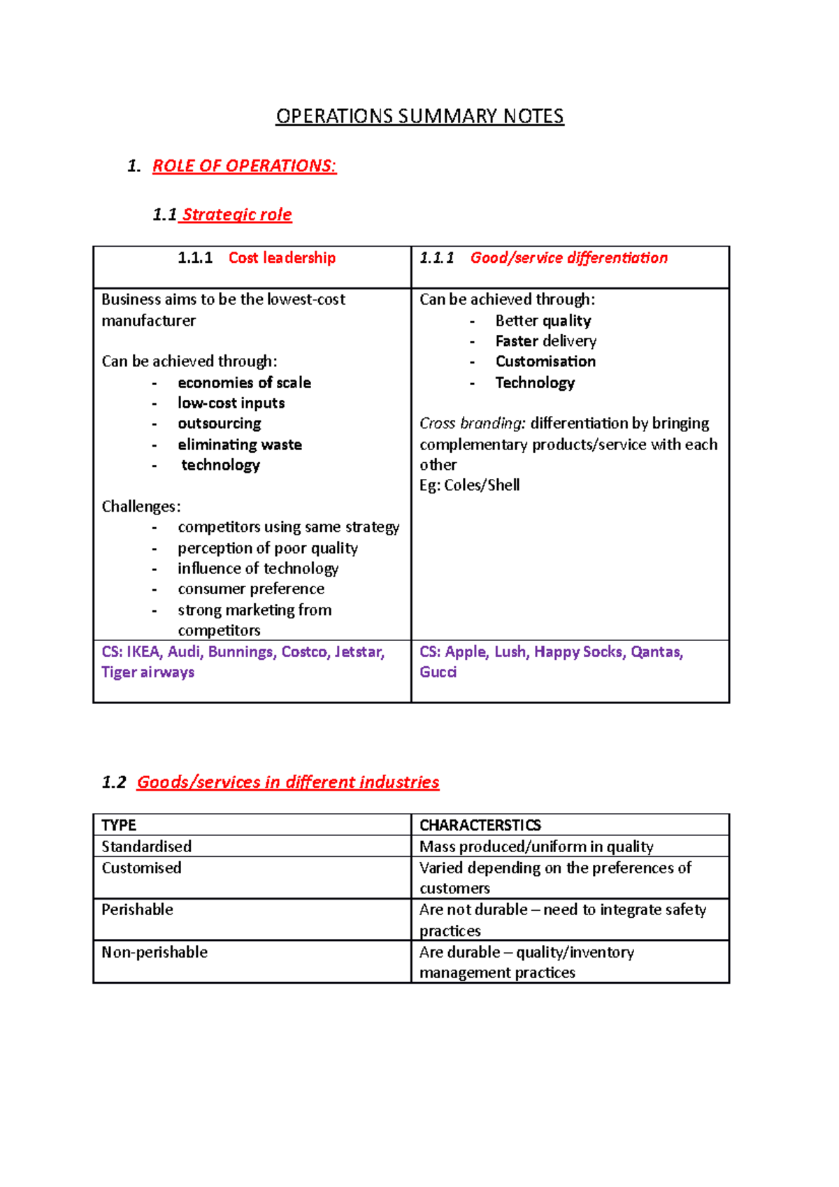 Business summary - operations - OPERATIONS SUMMARY NOTES 1. ROLE OF ...