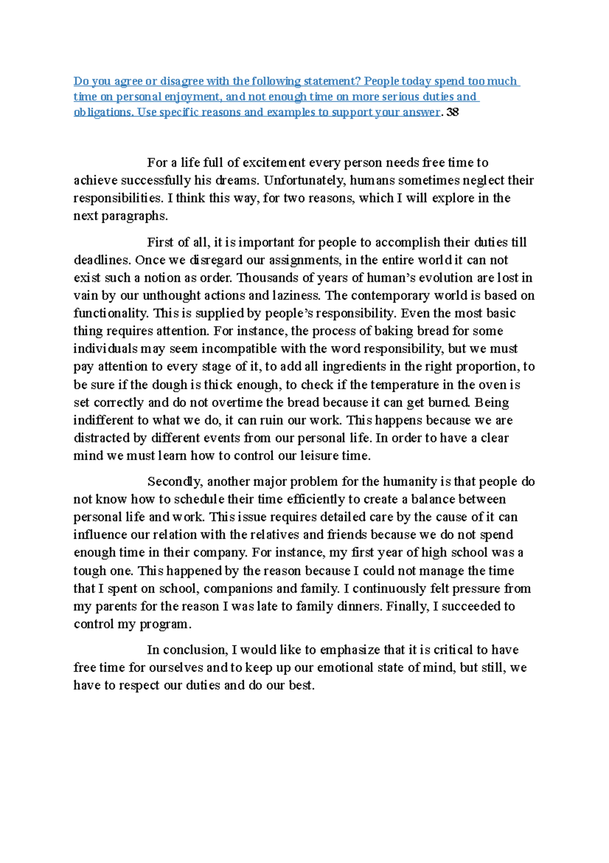 6 - o scurta descriere - Do you agree or disagree with the following ...