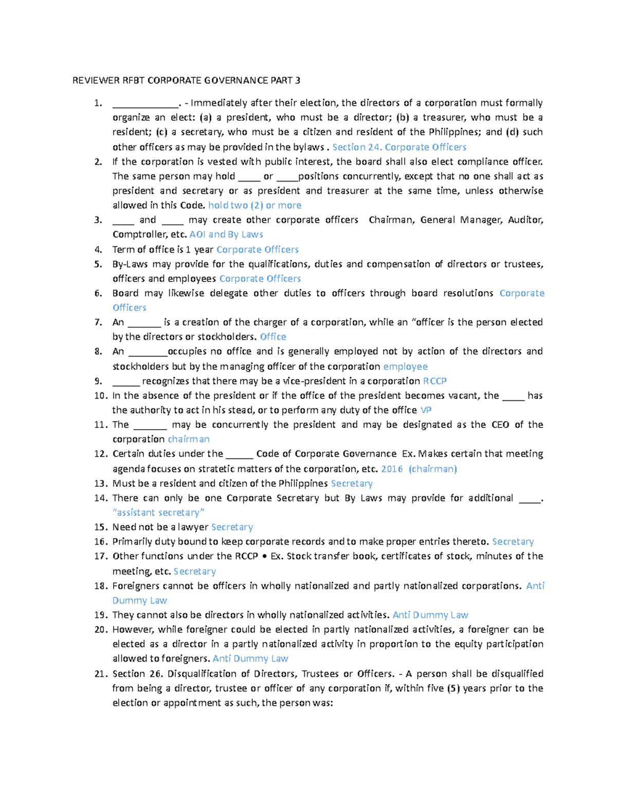 Reviewer RFBT Corporate Governance PART 3 - REVIEWER RFBT CORPORATE ...