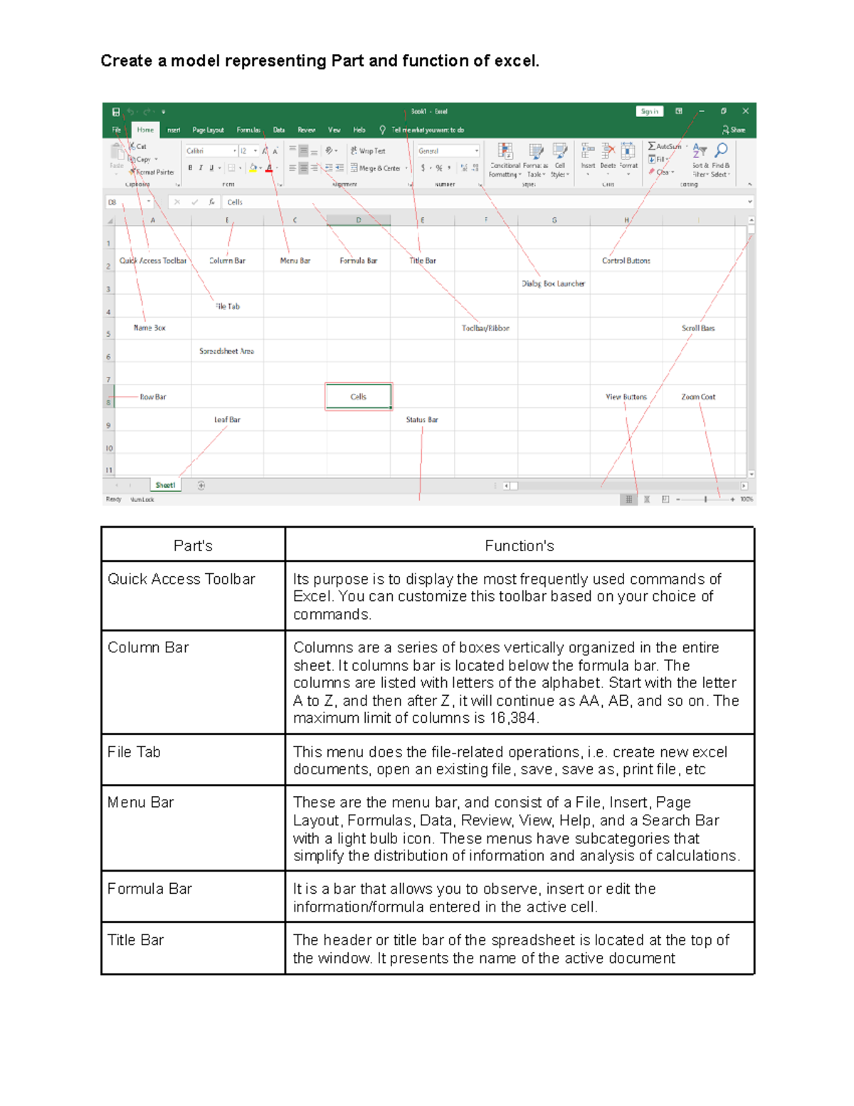 Excel Part's and Function's - Create a model representing Part and ...