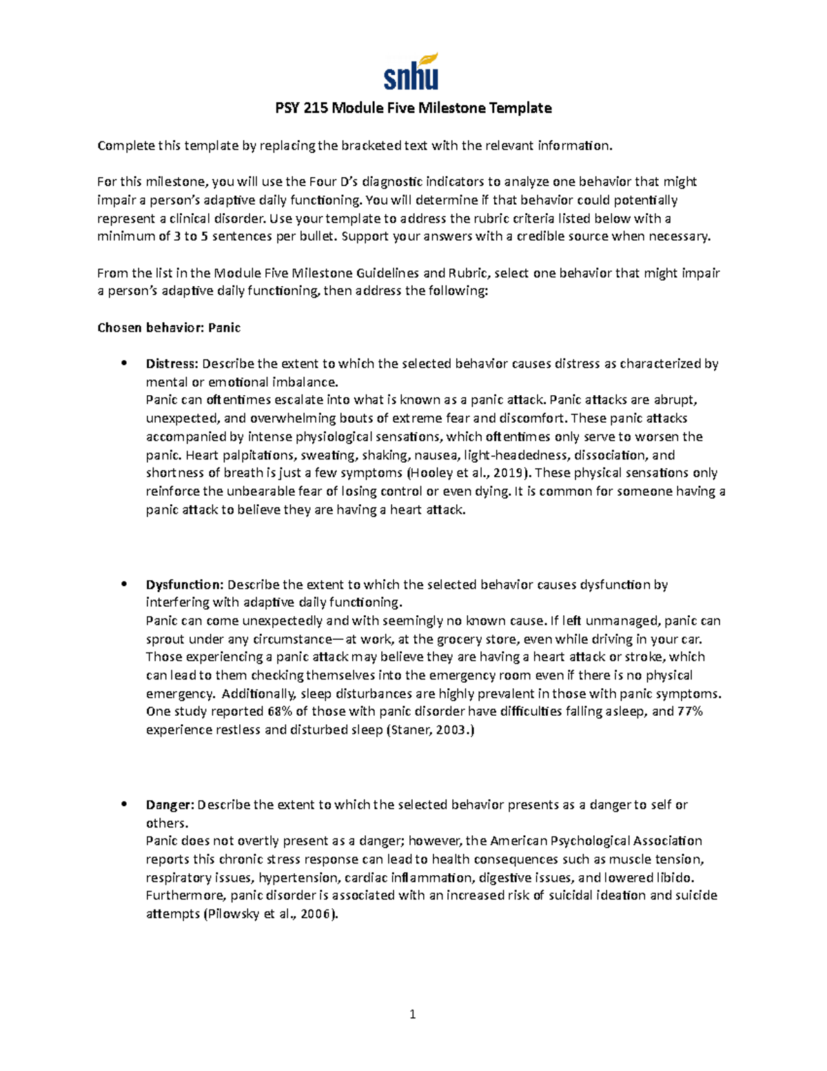 PSY-215 Module Five Milestone - For this milestone, you will use the ...