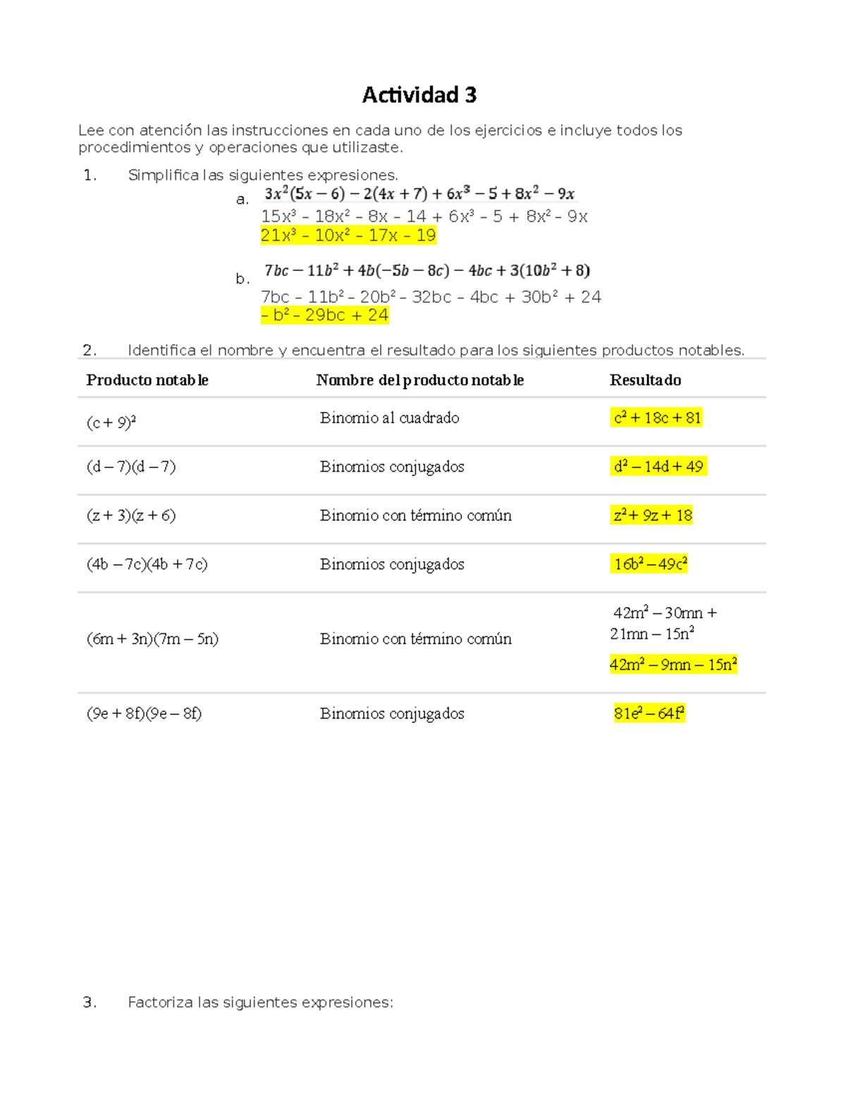 Actividad 3 terminada - Actividad 3 Lee con atención las instrucciones ...
