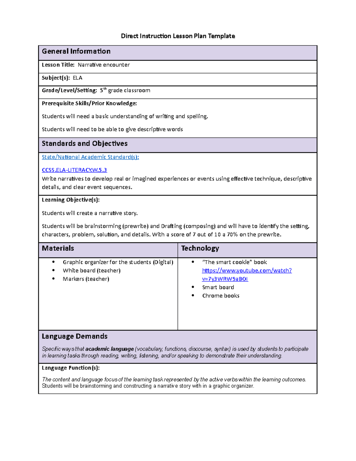 Task 2 c732 writing lesson plan - Direct Instruction Lesson Plan ...