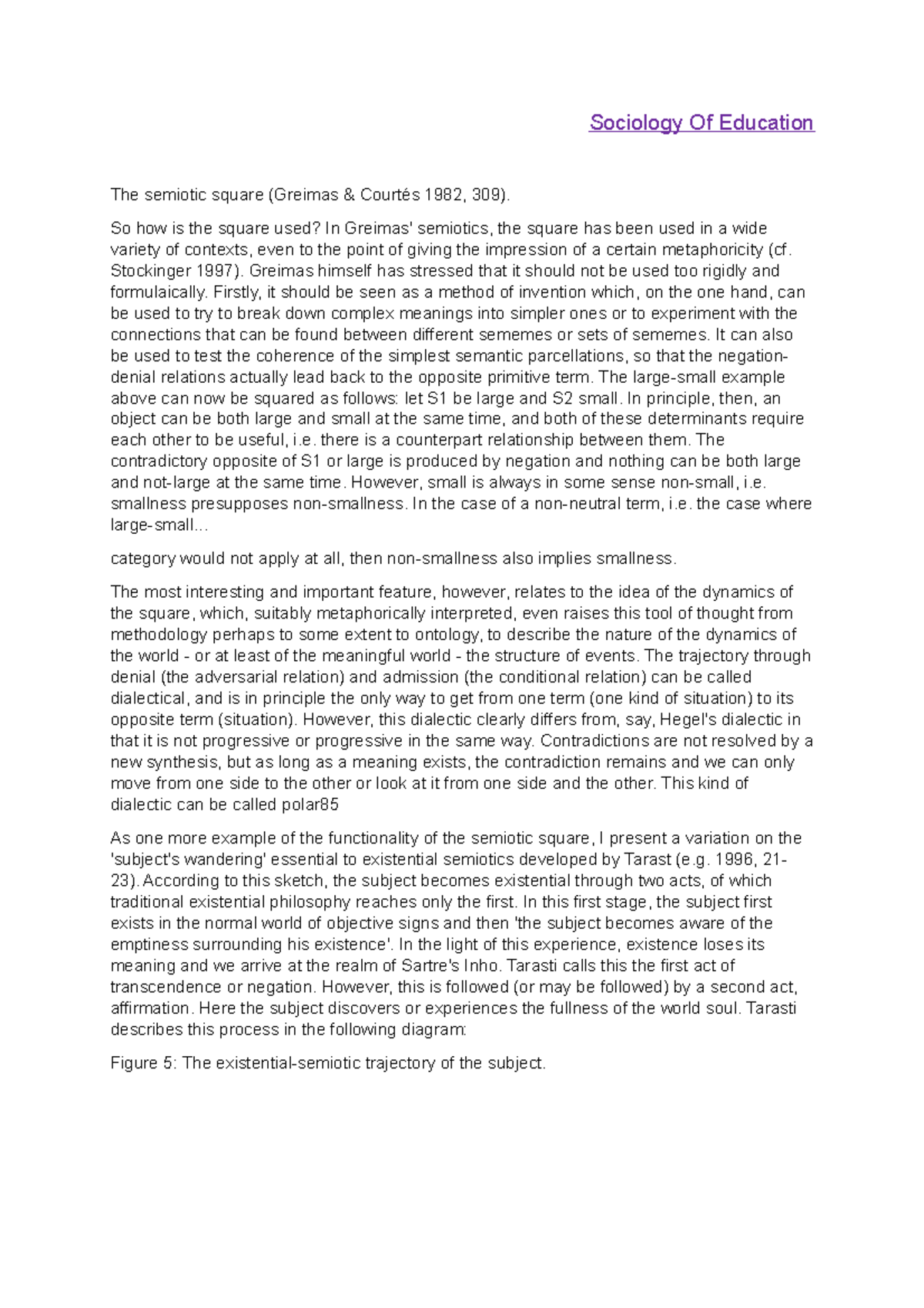 Sociology Of Education The semiotic square 20 - Sociology Of Education ...