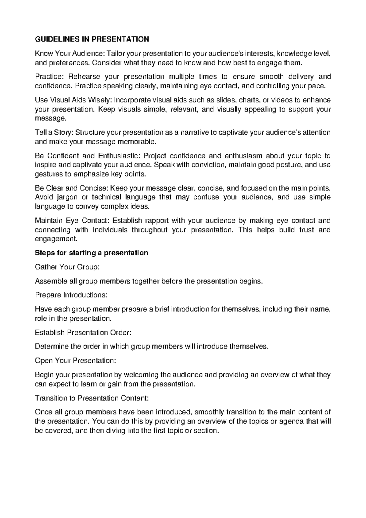 Guidelines IN Presentation AIS615 - GUIDELINES IN PRESENTATION Know ...