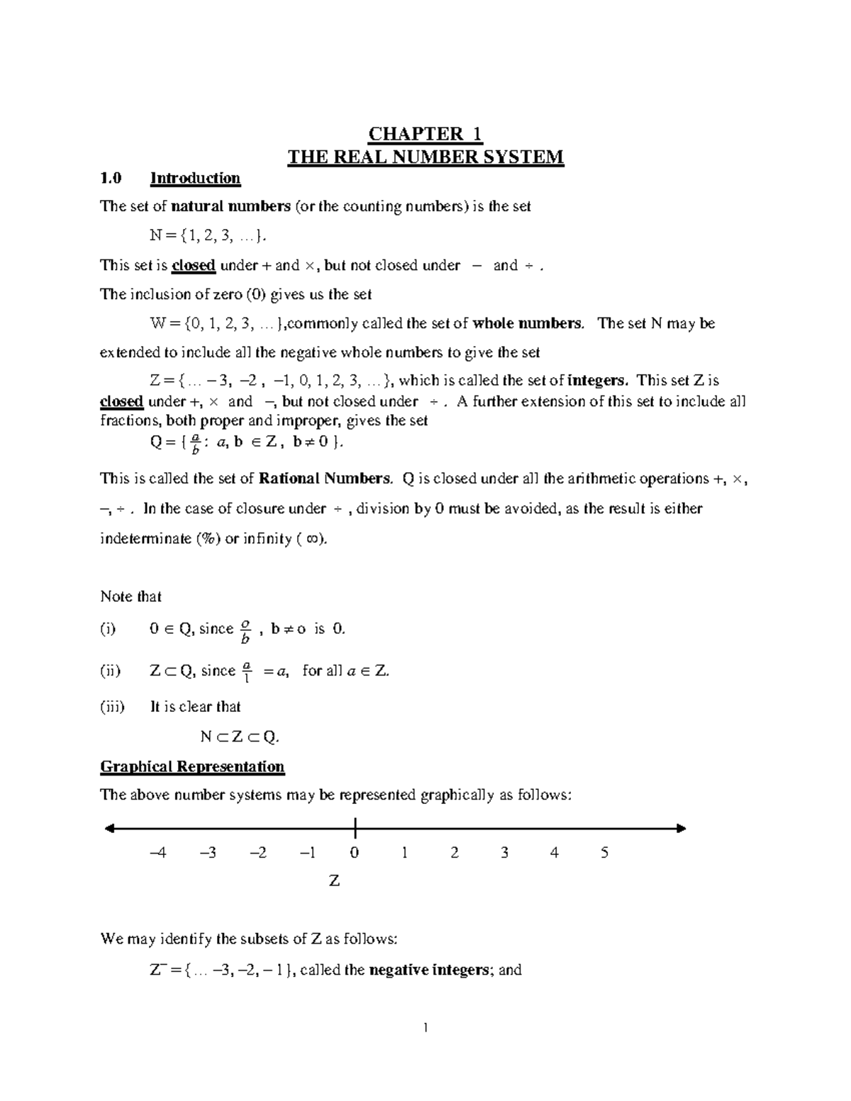 M ATH 152 Notes WITH Analysis - CHAPTER 1 THE REAL NUMBER SYSTEM 1 ...