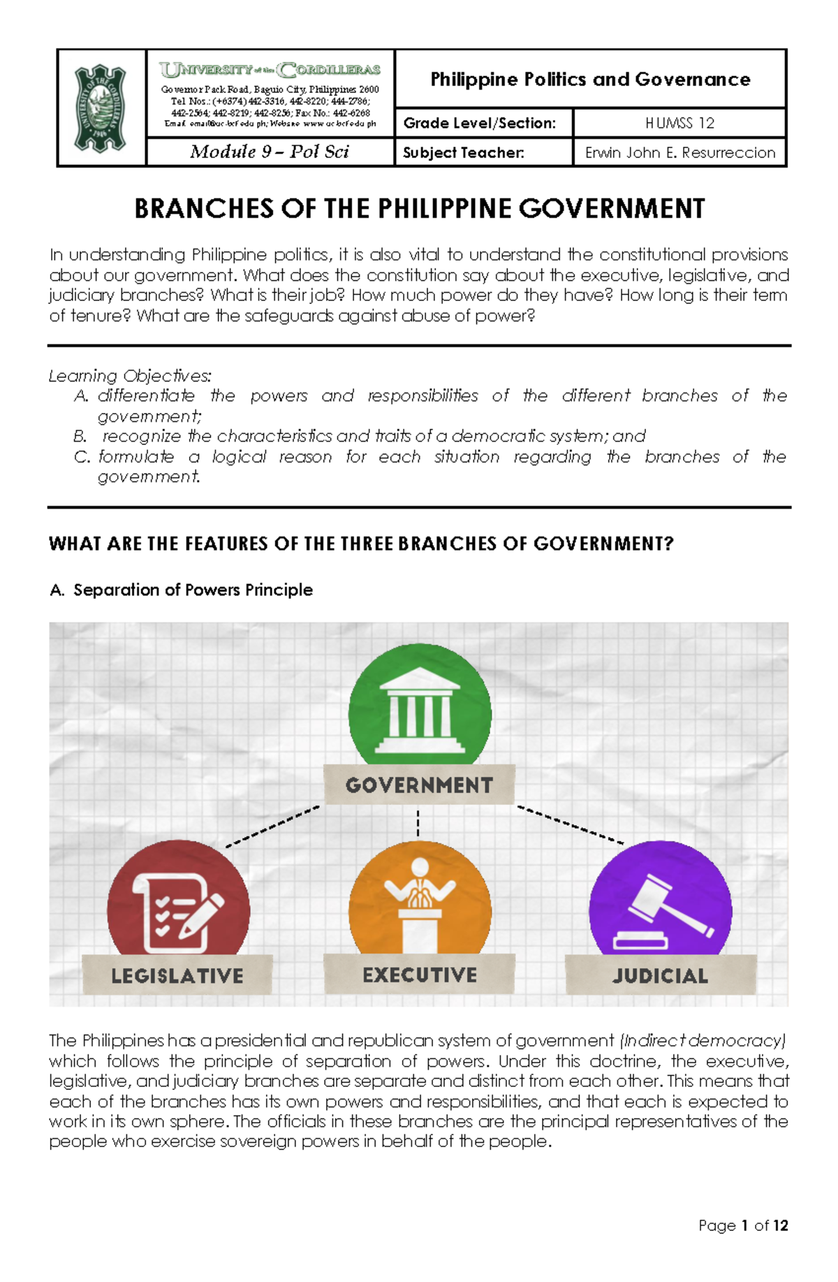 483447319 PPG Module 9 Branches of the Government - Governor Pack Road ...