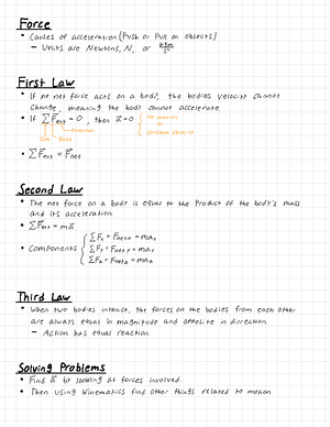 PHY 101-Formula Sheet 2 - 1D motion: Δ𝑥 = 𝑥 2 − 𝑥 1 𝑣𝑎𝑣𝑒 = Δ𝑥Δ𝑡 𝑎𝑎𝑣𝑒 ...