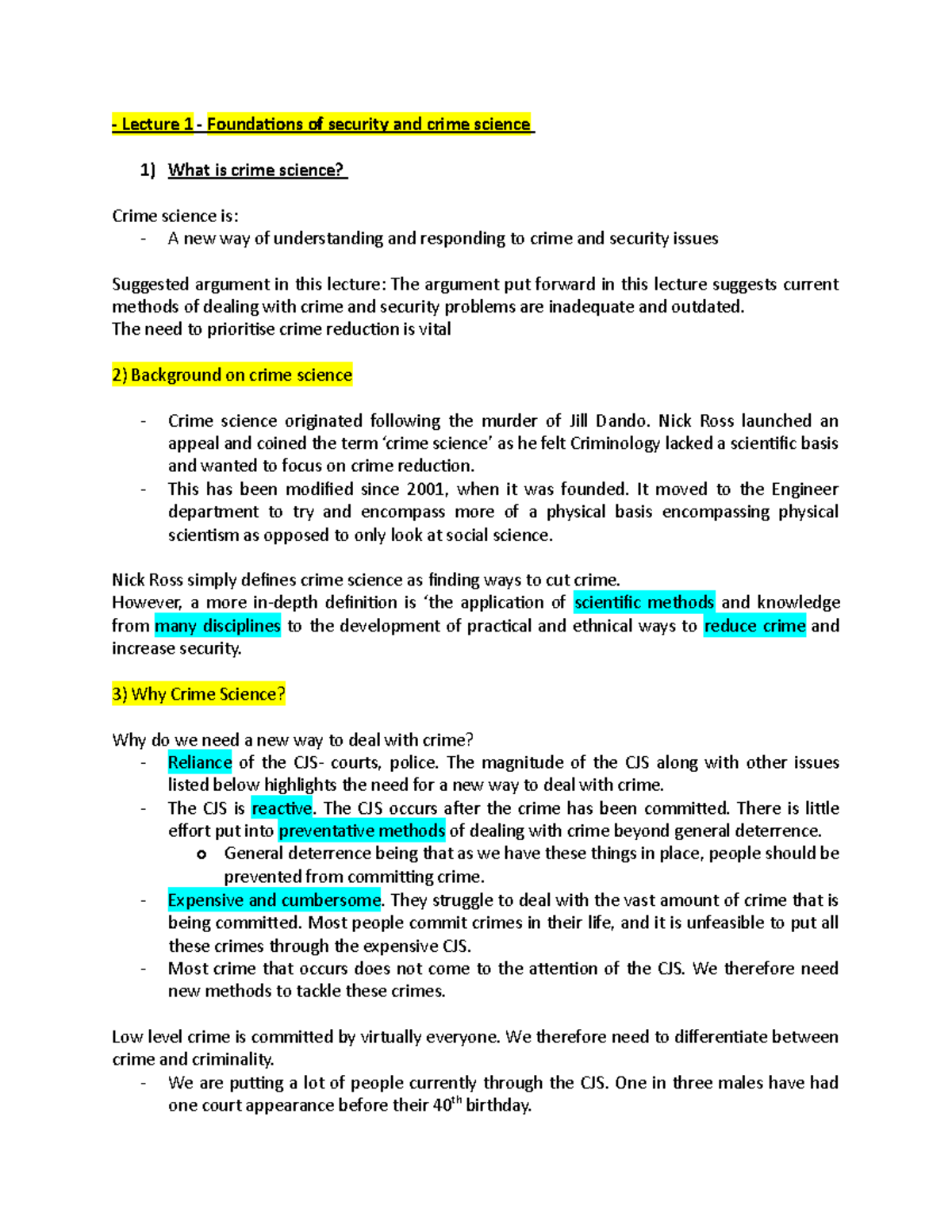 Lecture 1- Foundations of security and crime science - Lecture 1 - Foundations of security and ...