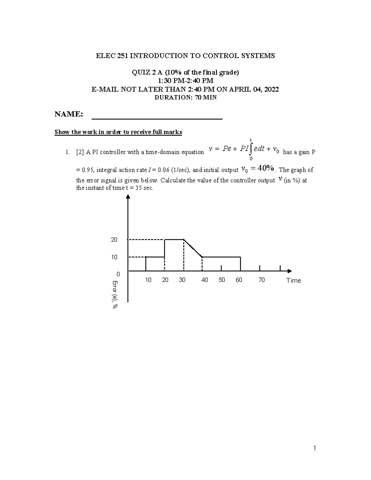 ELEC 251 QUIZ 2 A 2022 - Practice / प्रश्नोत्तरी - 1 ELEC 251 ...