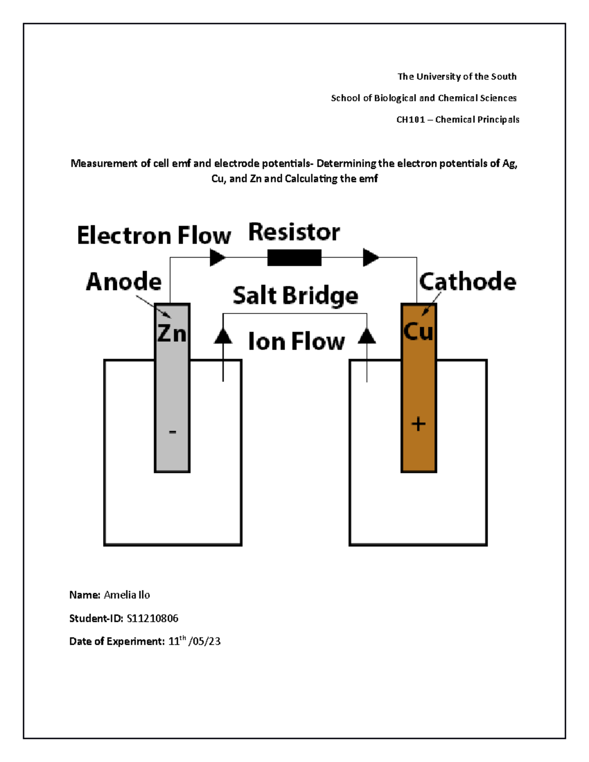 CH101 lab 7 - Experiment 7 - The University of the South School of ...