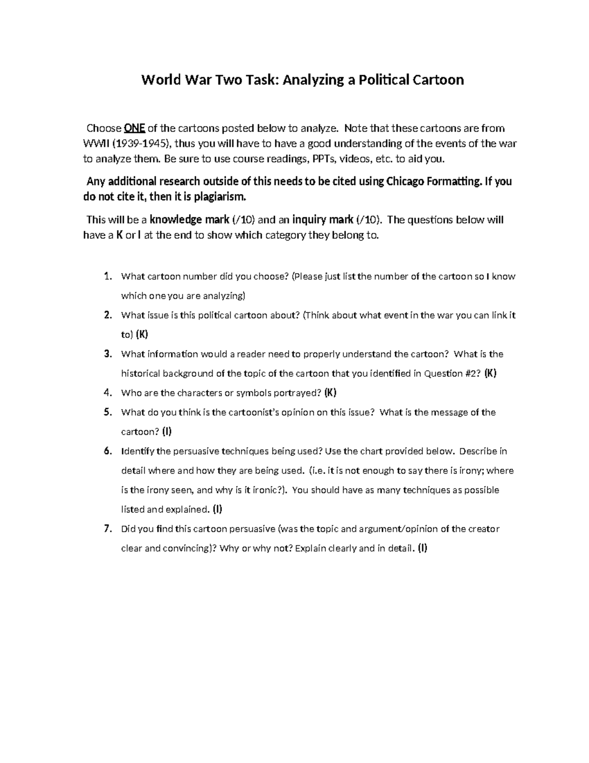 WW2 Analyzing Political Cartoons - World War Two Task: Analyzing a ...