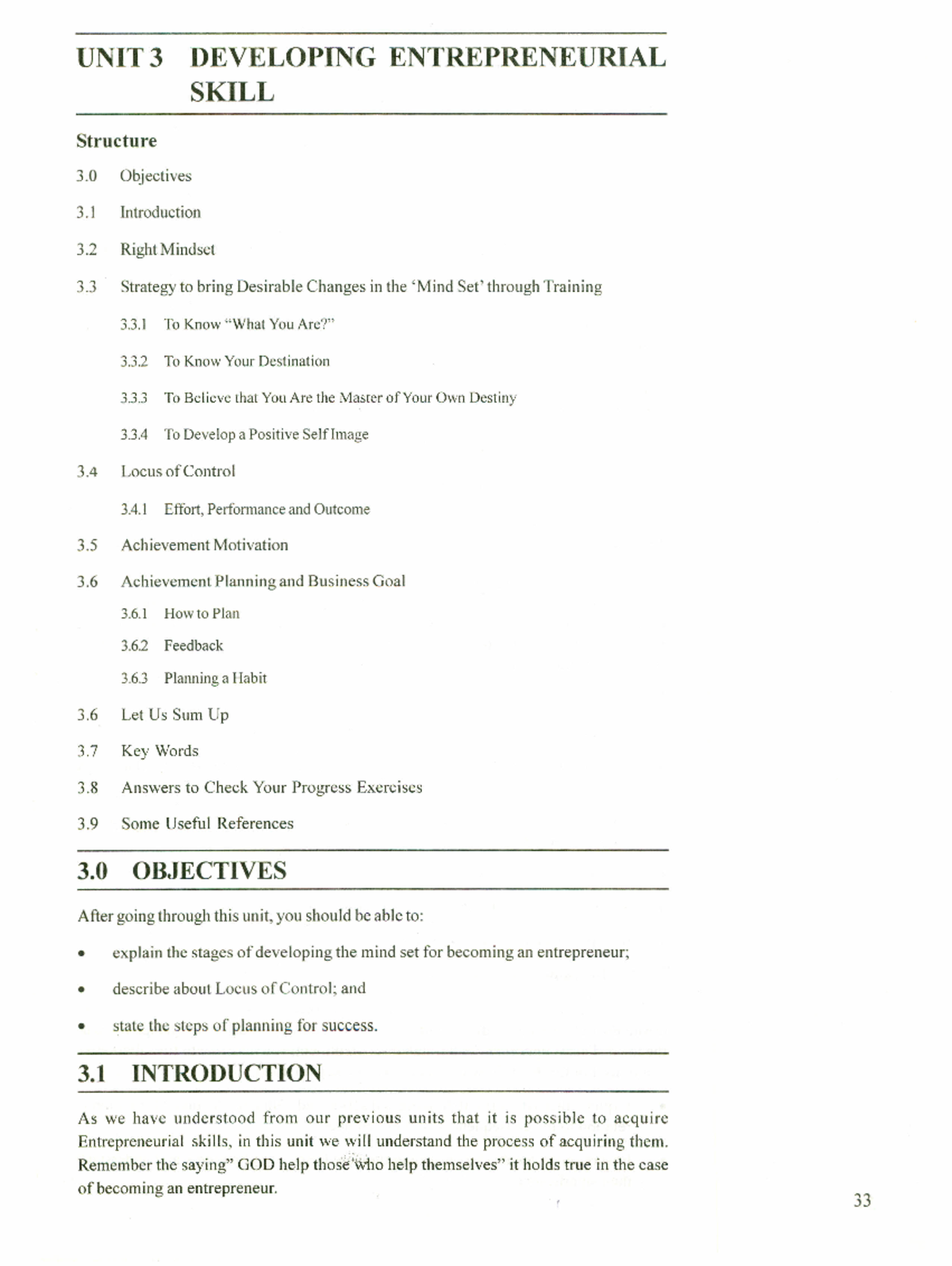 Unit-3 - r18 - UNIT 3 DEVELOPING ENTREPRENEURIAL SKILL Structure 3 ...