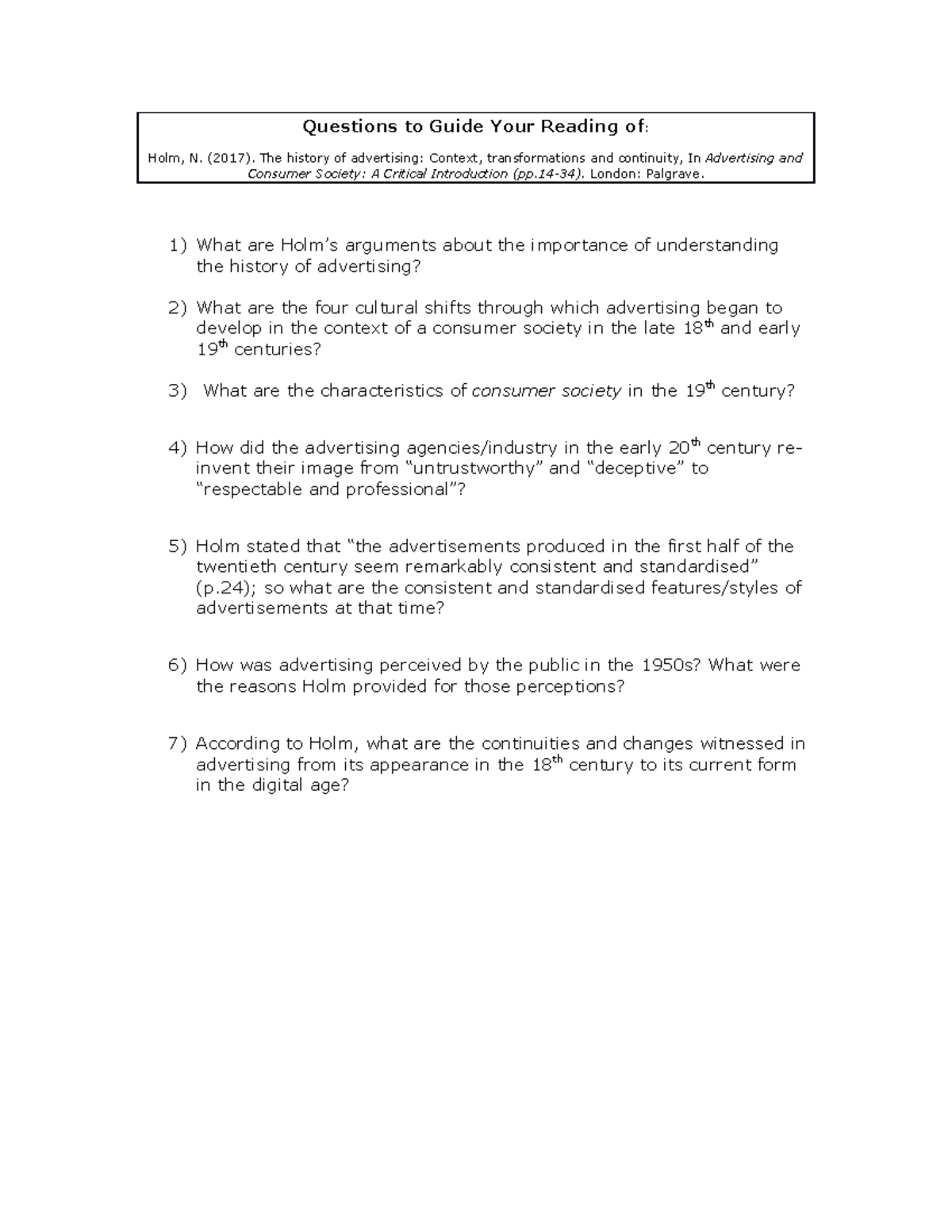 Week 2 Reading guide Holm 2017 - Questions to Guide Your Reading of ...