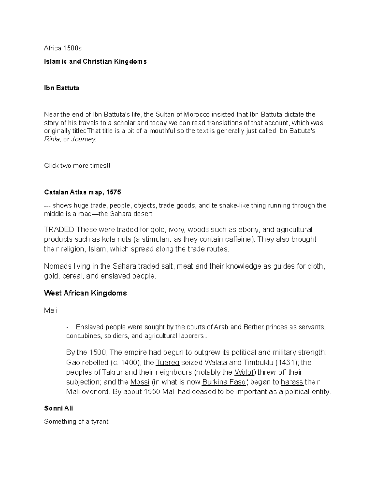 Africa 1500s - Africa 1500s Islamic and Christian Kingdoms Ibn Battuta ...