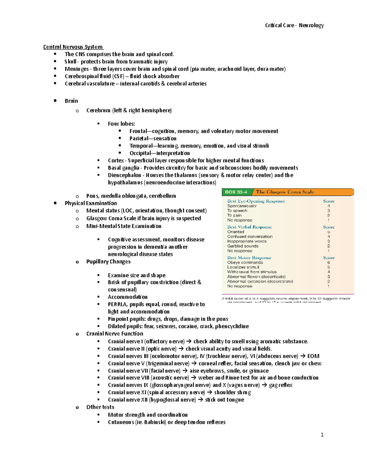 Critical Care - Neurology Notes - Critical Care - Neurology Central ...