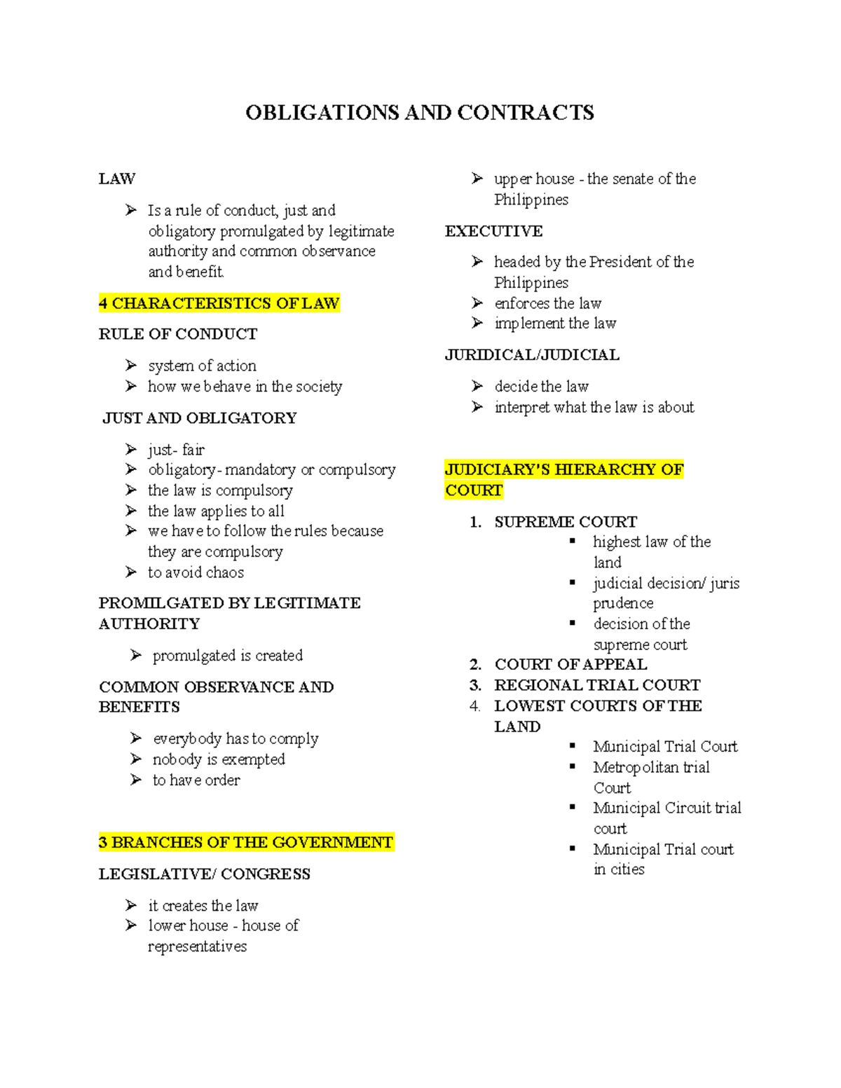 Obligations AND Contracts - OBLIGATIONS AND CONTRACTS LAW Is a rule of ...