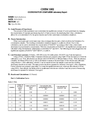 Chem 2 final exam study guide - Chem II Final Exam Study Guide Lecture ...