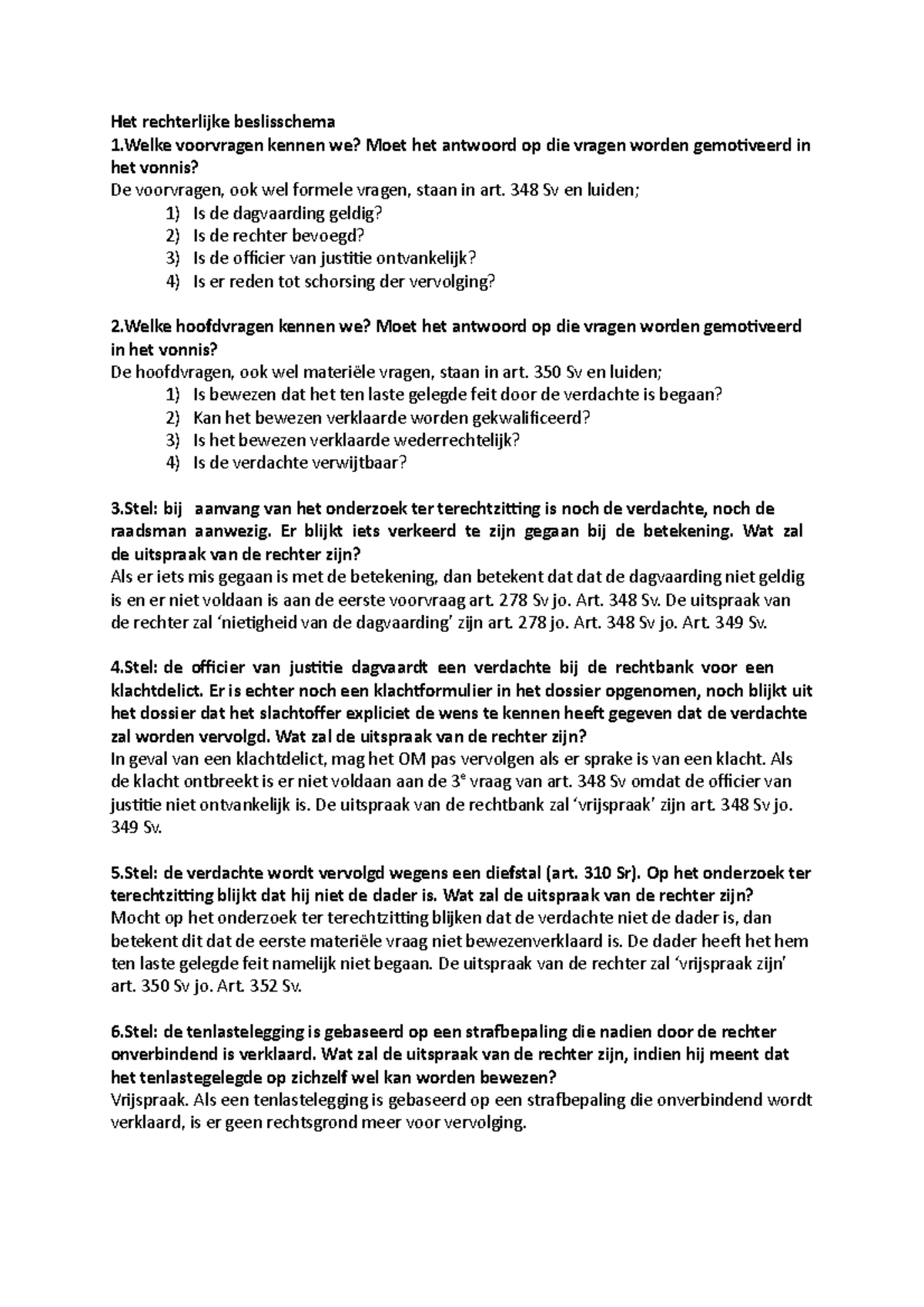Vervangende opdracht - Het rechterlijke beslisschema 1 voorvragen ...