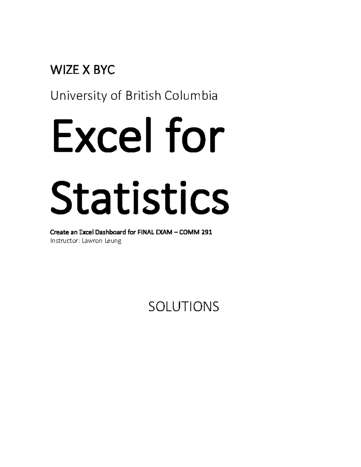 Creating Excel Dashboard for Final Exam (Solutions, Wizedemy) - WIZE X ...