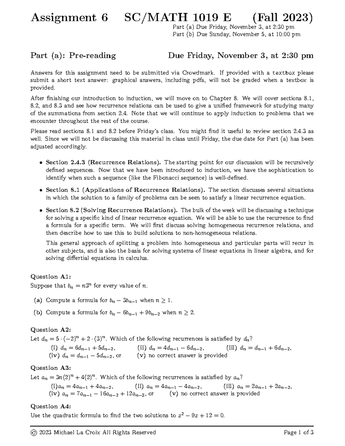 Recurrence Relations and Solving Techniques - Studocu