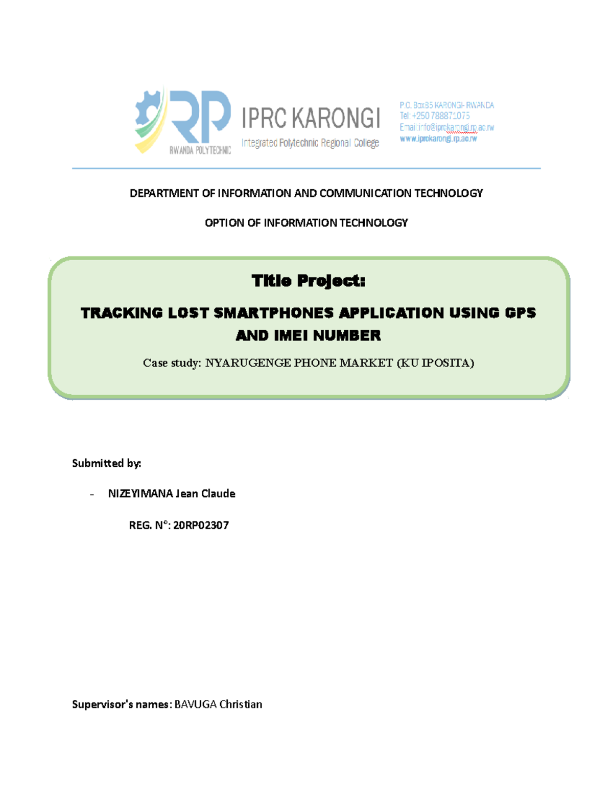 Lost smartphone tracking application - DEPARTMENT OF INFORMATION AND ...