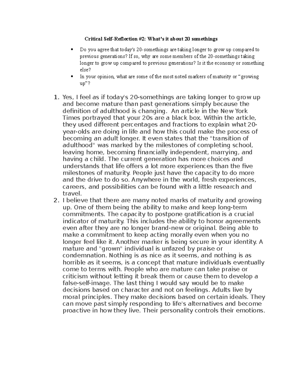 Critical Self-Reflection #2- What's it about 20 somethings - Critical ...