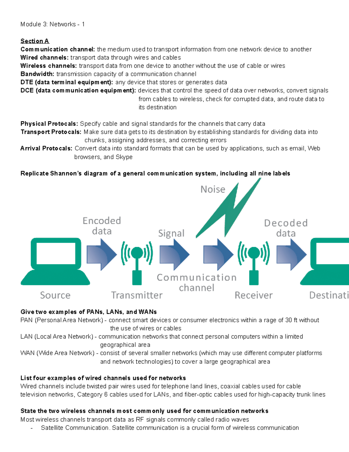 Module 3 Networks - 1 - good - Module 3: Networks - 1 Section A ...