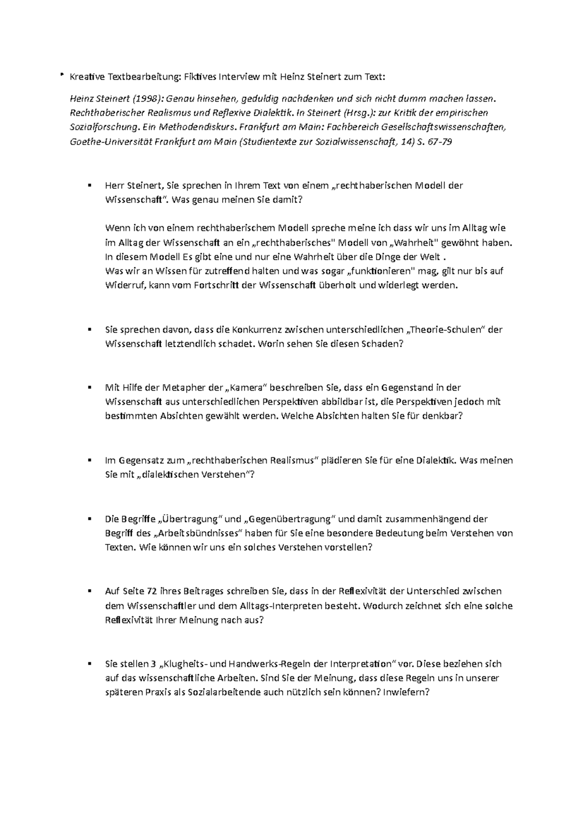 Erstelltes Interview aus Textbearbeitung Steinert - Kreative ...