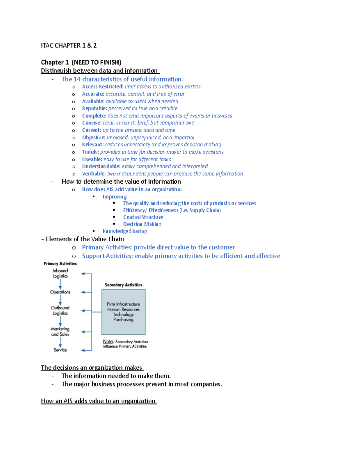 ITAC Chapter 1 & 2 - ITAC CHAPTER 1 & 2 Chapter 1 (NEED TO FINISH ...