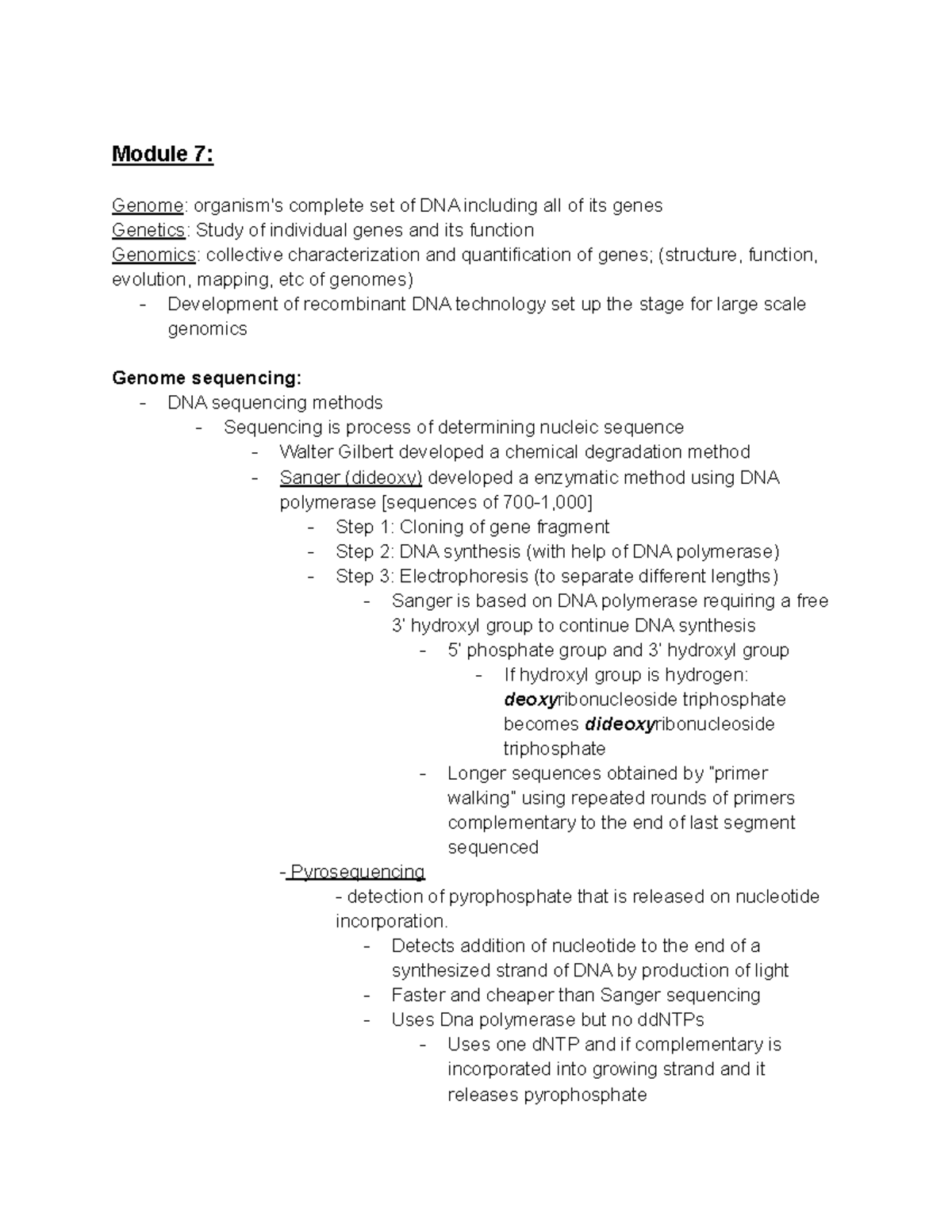 315 module 7 and 8 - Lecture notes 7 and 8 - Module 7: Genome: organism ...