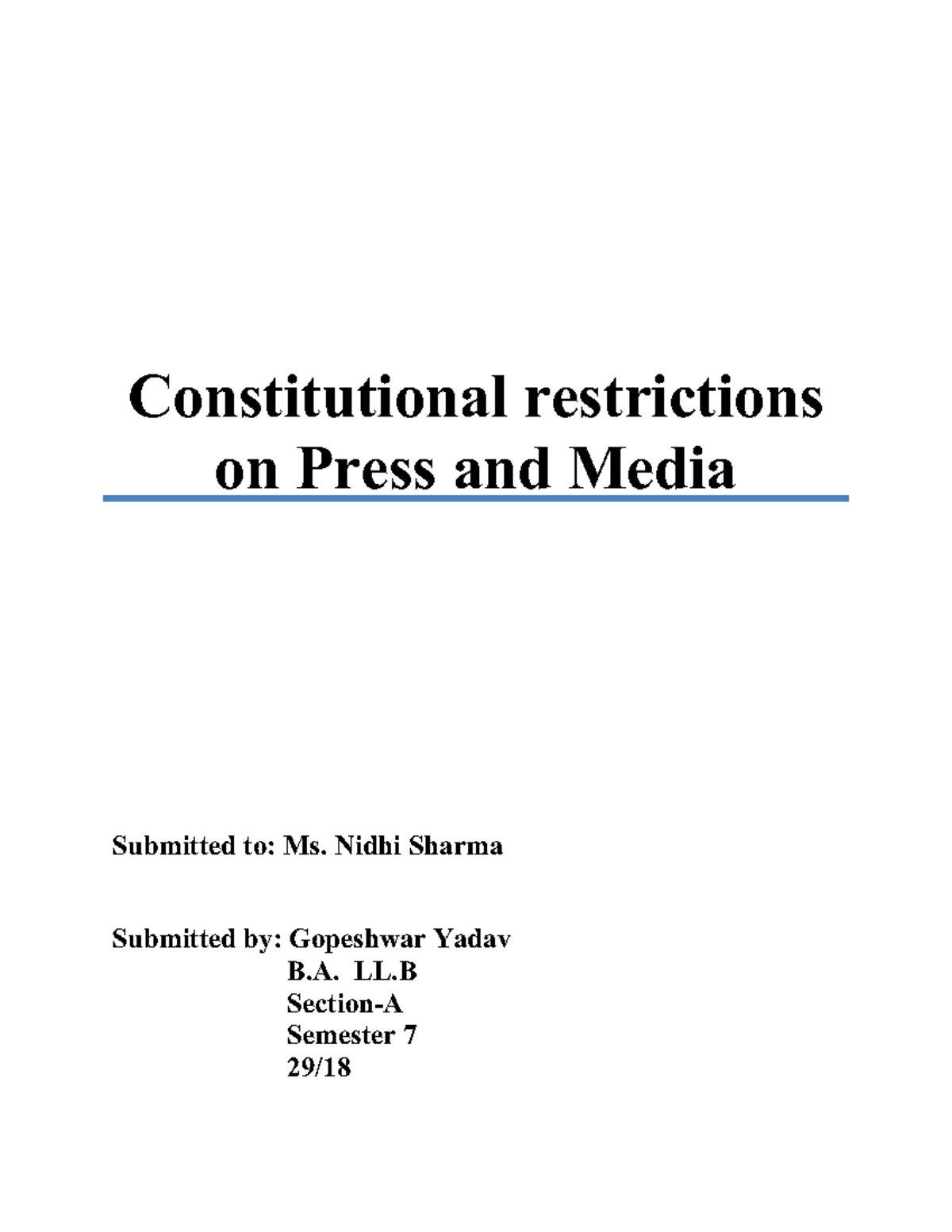 Constitutional restrictions on Press and Media - Constitutional ...