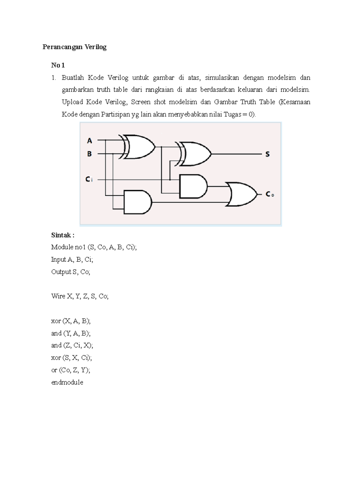 Tugas Mengenai Verilog Loter Perancangan Verilog No 1 1 Buatlah Kode Verilog Untuk Gambar Di