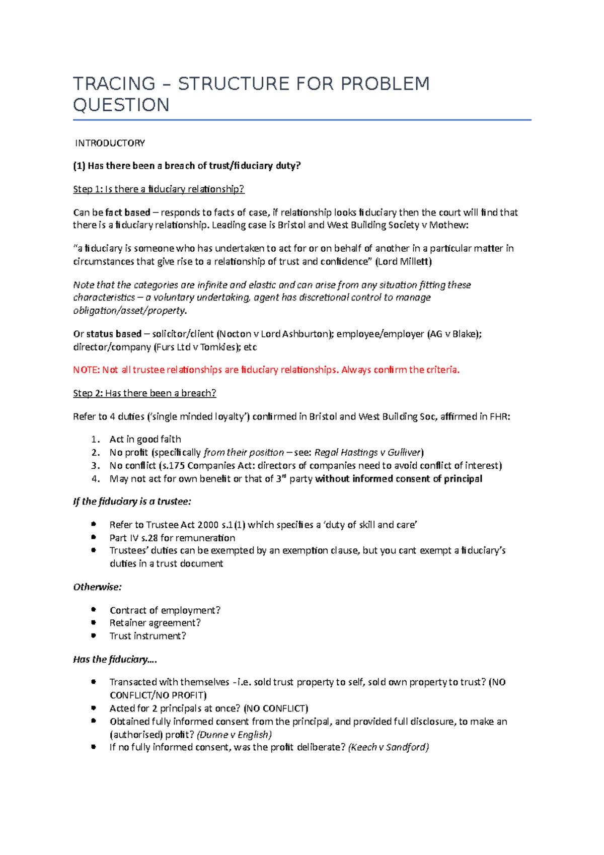 Tracing problem q guideline - TRACING – STRUCTURE FOR PROBLEM QUESTION ...