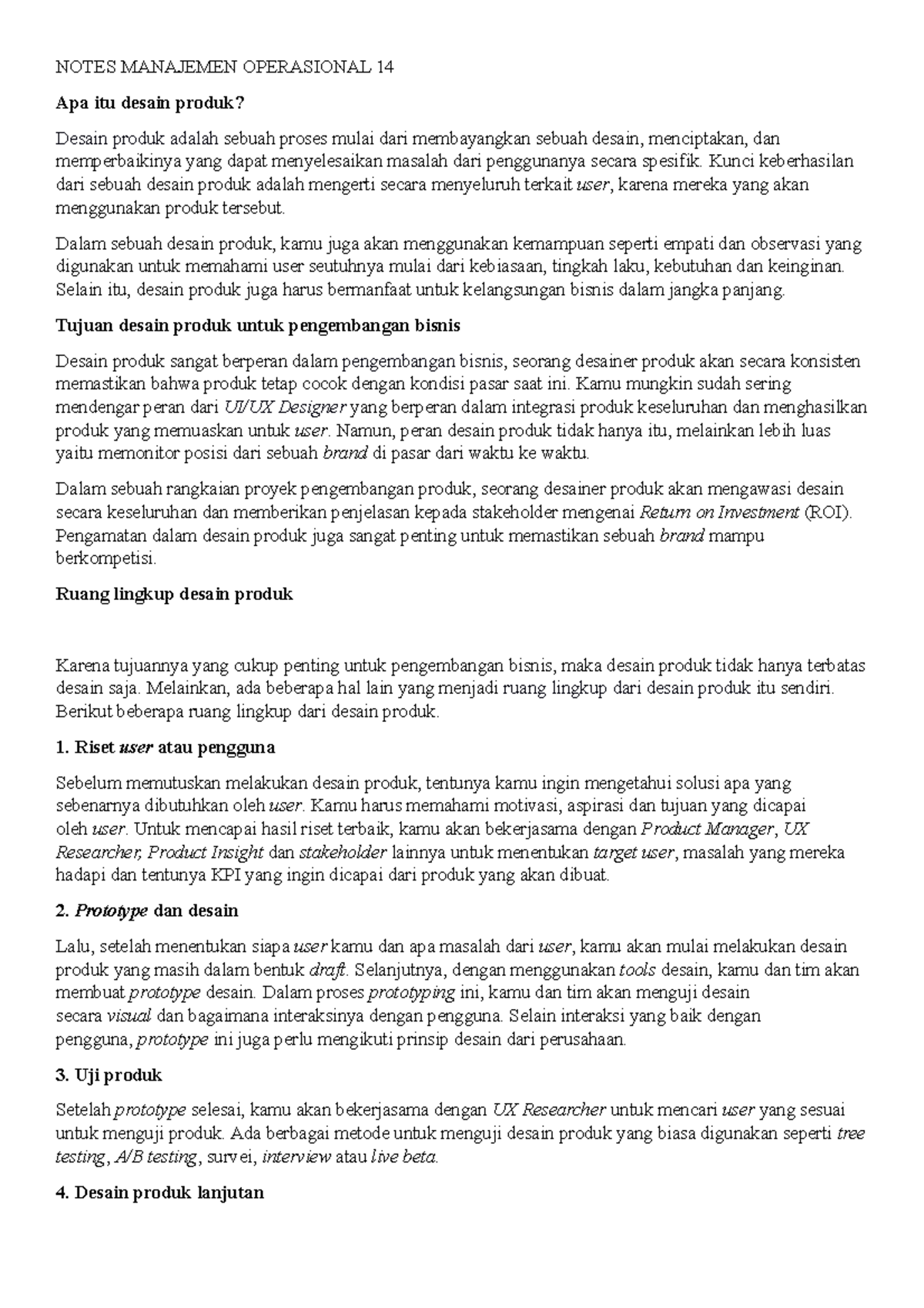 Notes Manajemen Operasional 14 - NOTES MANAJEMEN OPERASIONAL 14 Apa itu ...